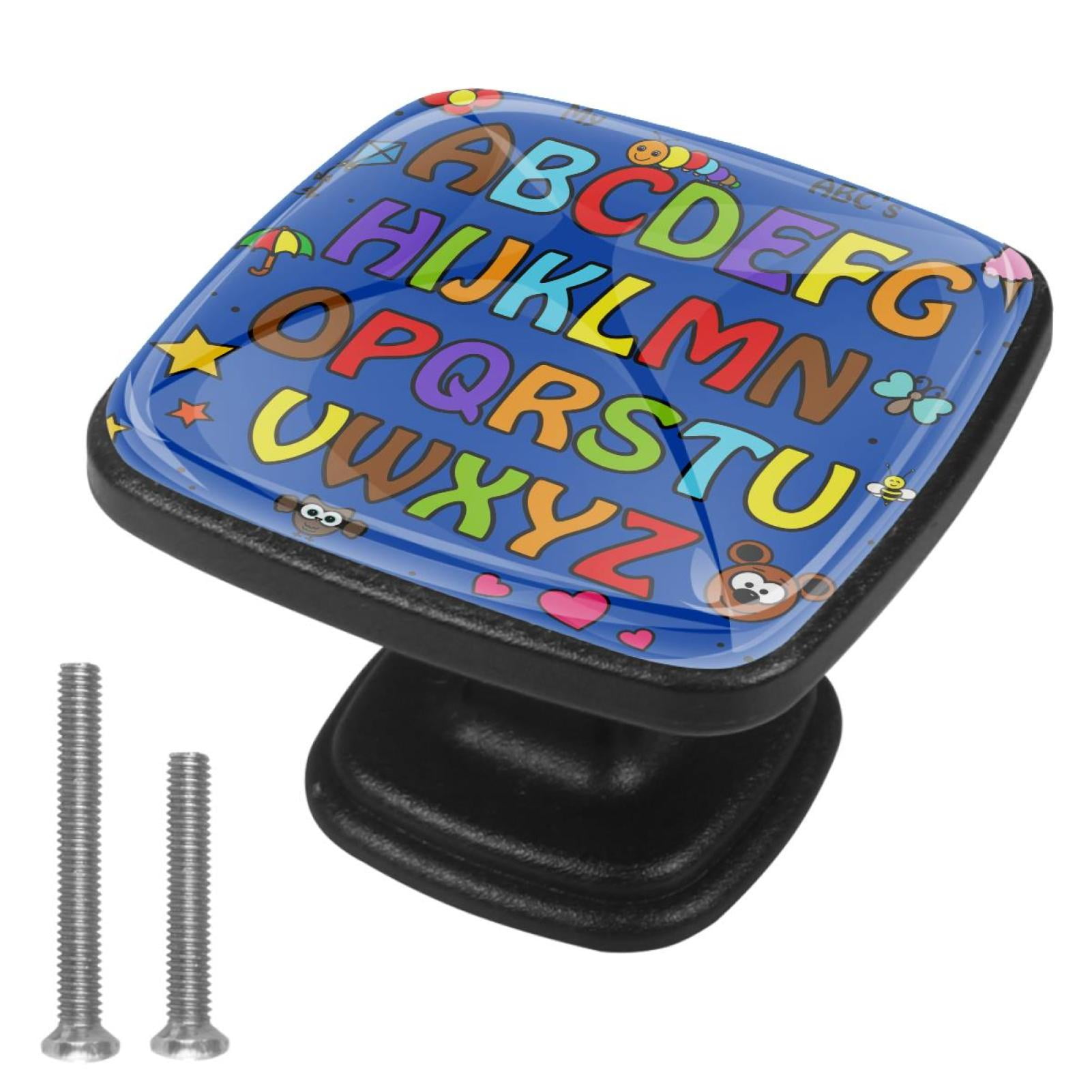4 Pcs Cabinet Handle Drawer Pulls Alphabet Blue Knobs with Screws ...