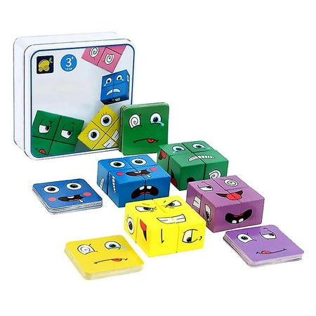 Face Changing Cube Building Blocks For Children Funny Expression Puzzle ...