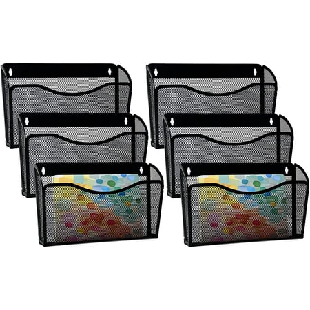 SHIJI65 Mesh 6 Pockets Hanging File Organizer Holder Wall Mounted Paper ...
