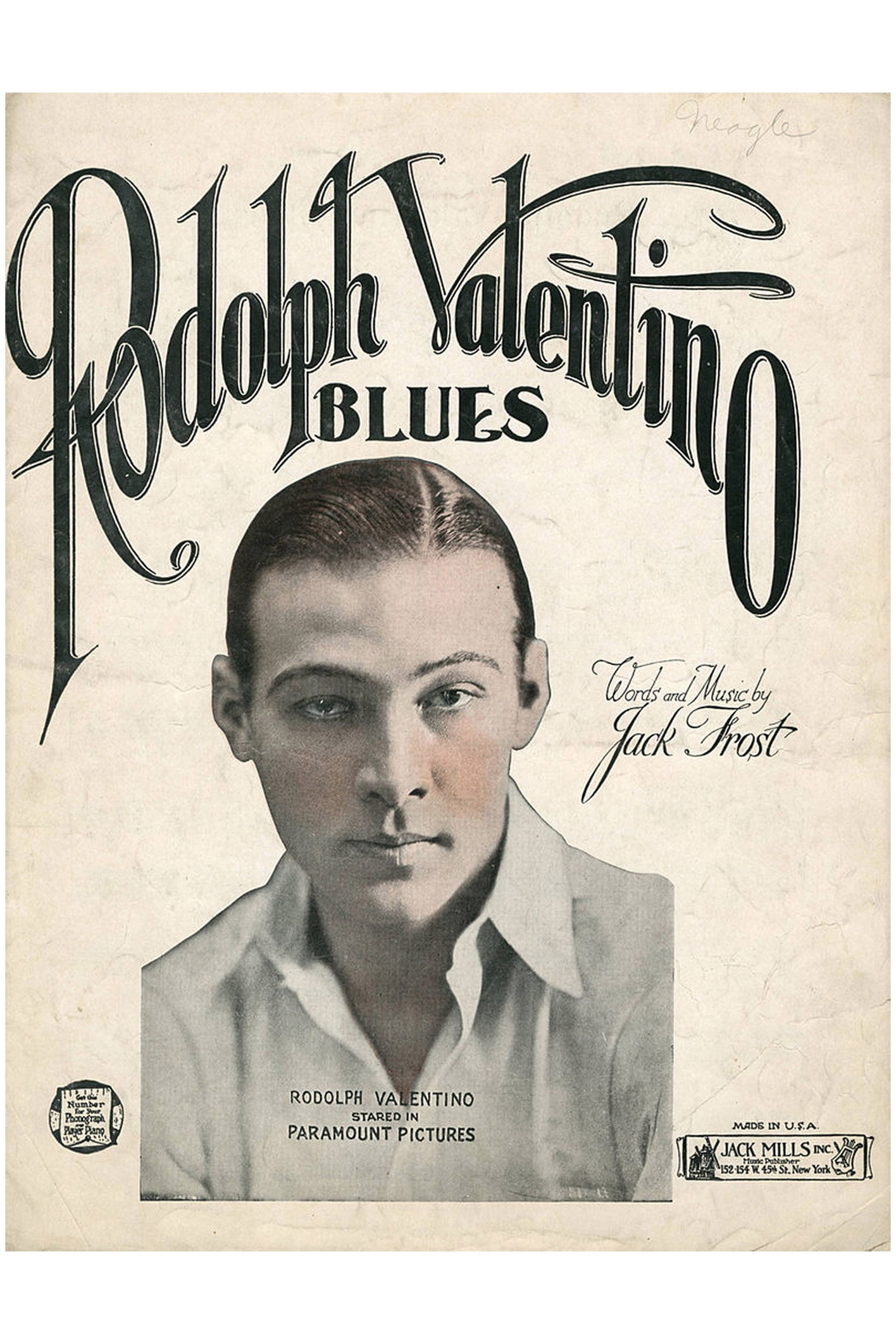 24x36 gallery poster, Sheet music cover for Rodolph Rudolph Valentino ...