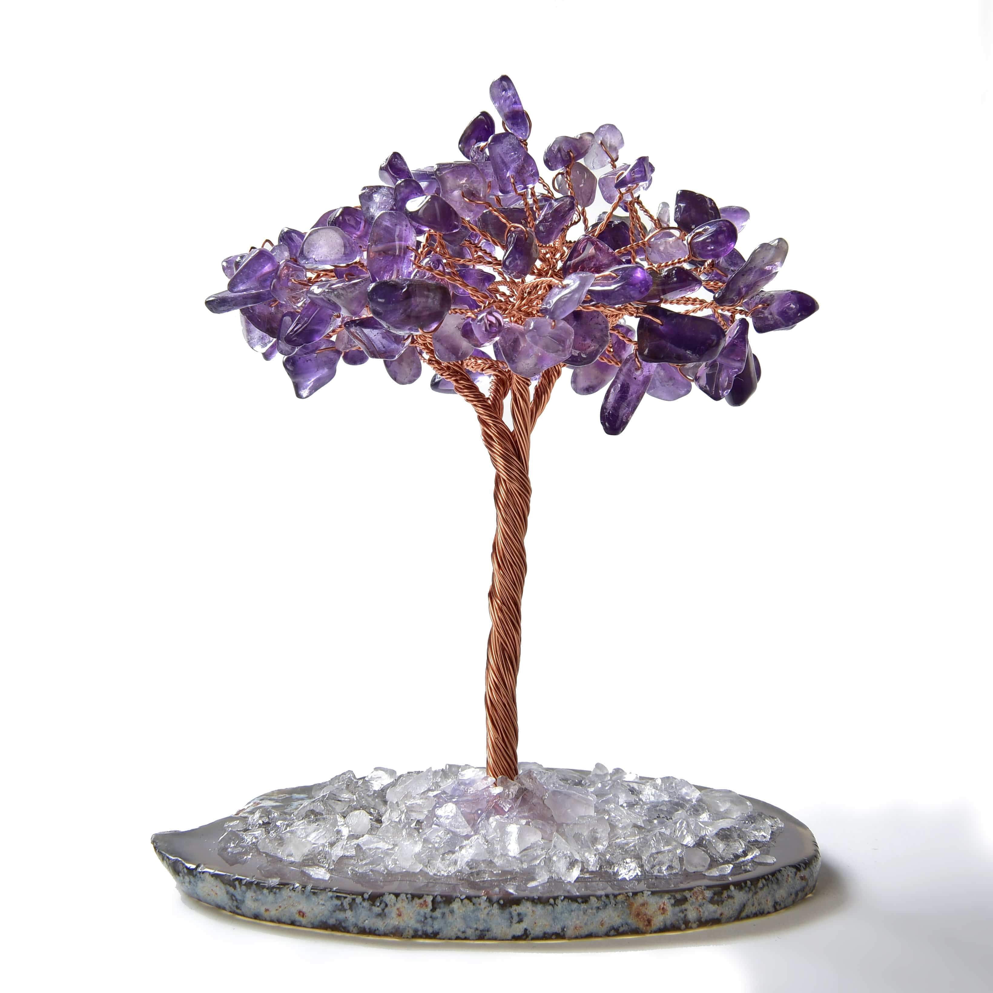 KALIFANO Amethyst Natural Gemstone Tree of Life with Agate Base ...