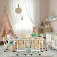 "LAZY BUDDY Kids Activity Table & 6 Chairs Set, Adjustable, Plastic ...