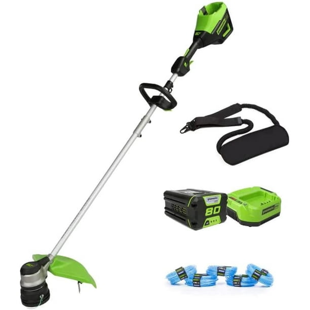 Greenworks 80V 14"/16" String Trimmer, with Strap, 4.0Ah Battery and ...