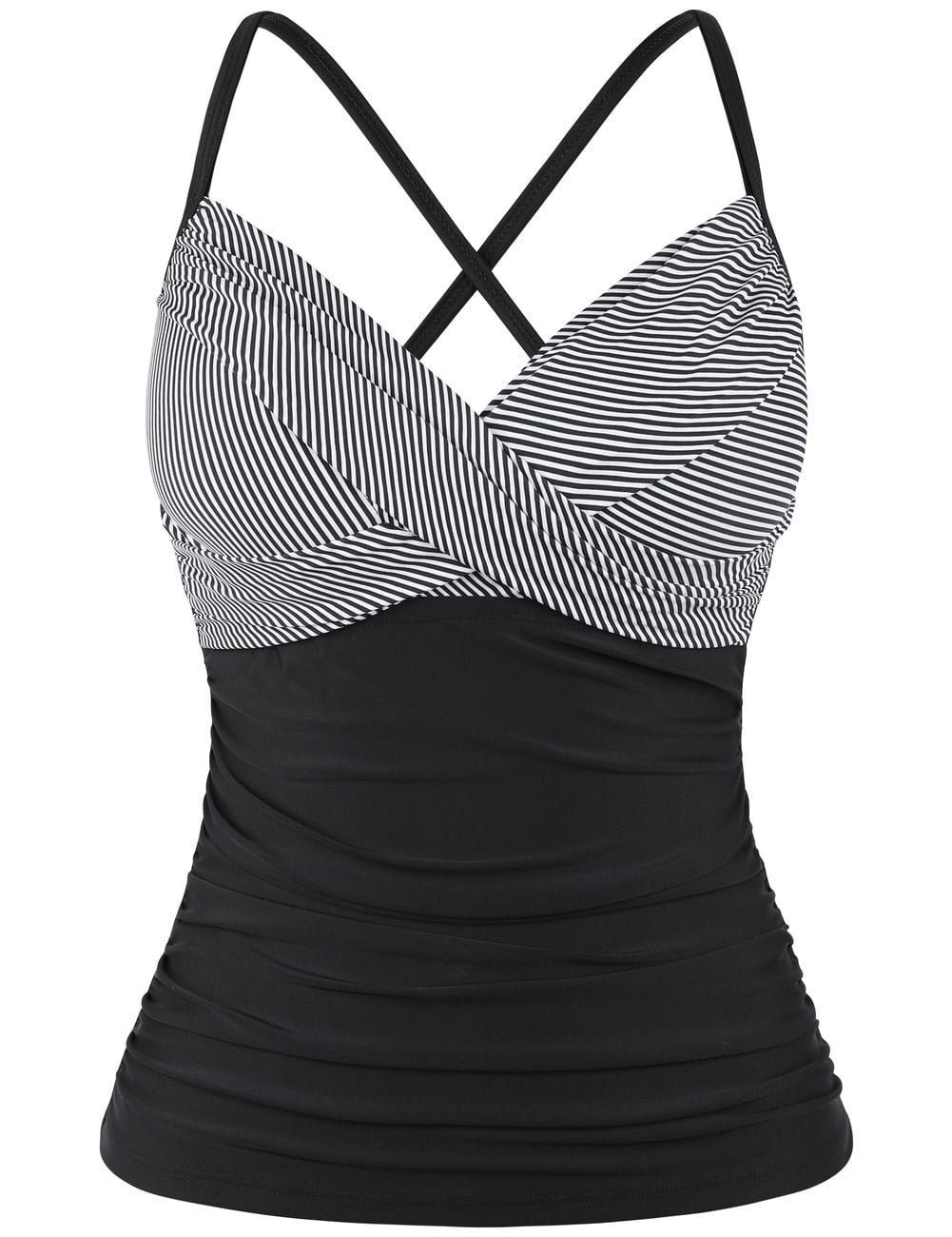 Hilor Womens Underwire Tankini Top Swimwear Twist V Neck Swimsuits
