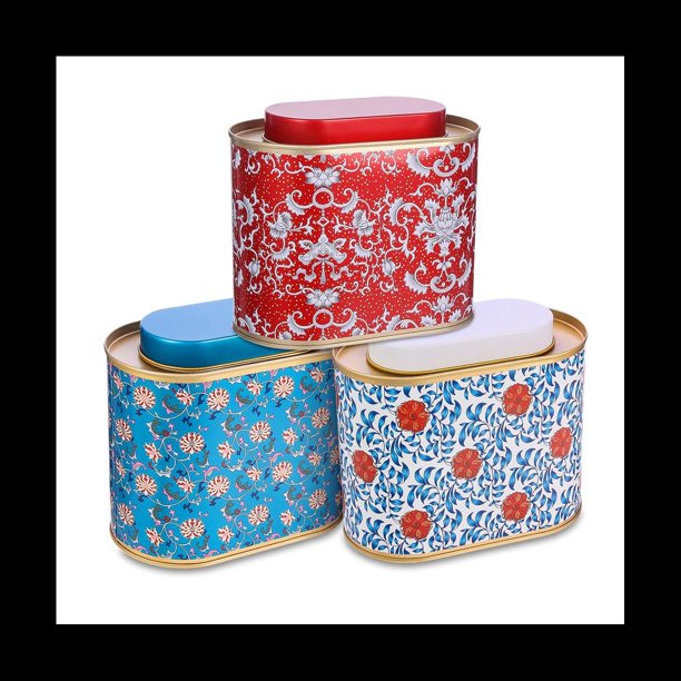 Paquete de 3 Latas de Té Grandes para Té Suelto con Tapa de Forma ...