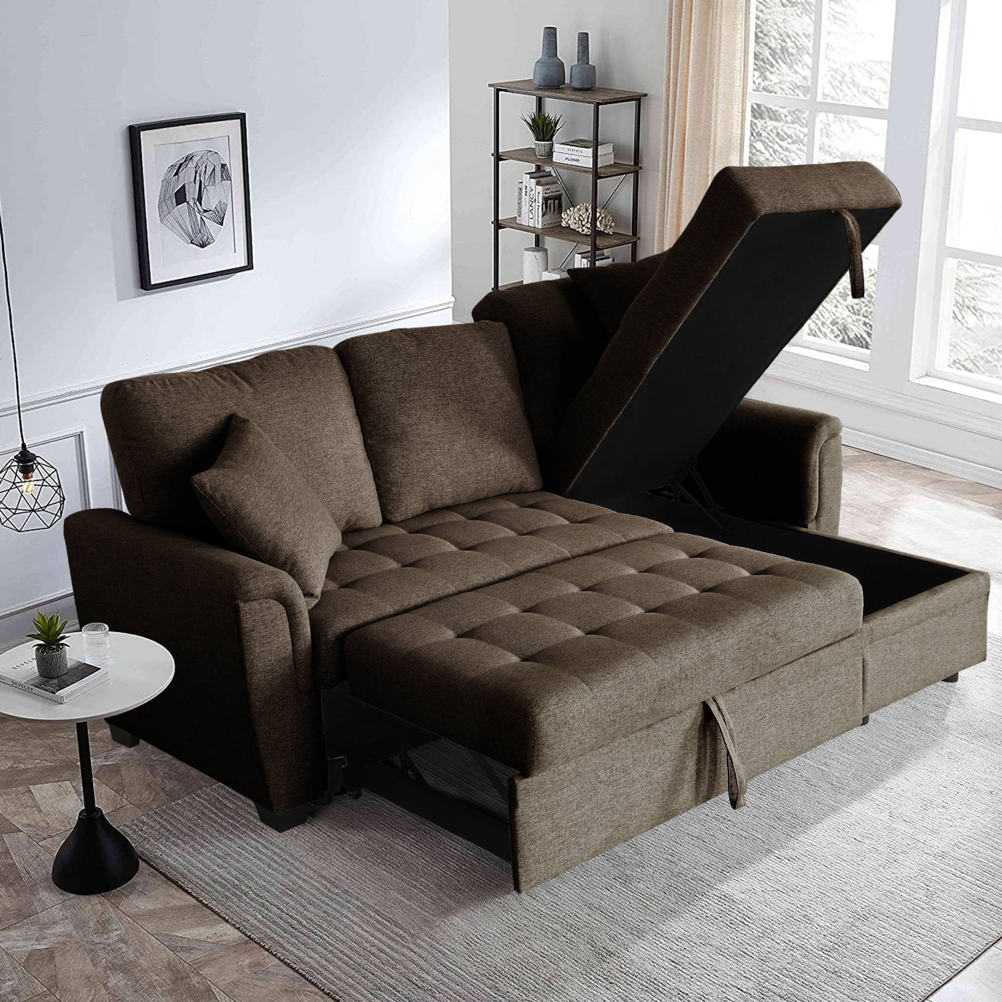 Zechuan Sectional Sofa with Storage Chaise - L-Shape Convertible Sofa ...