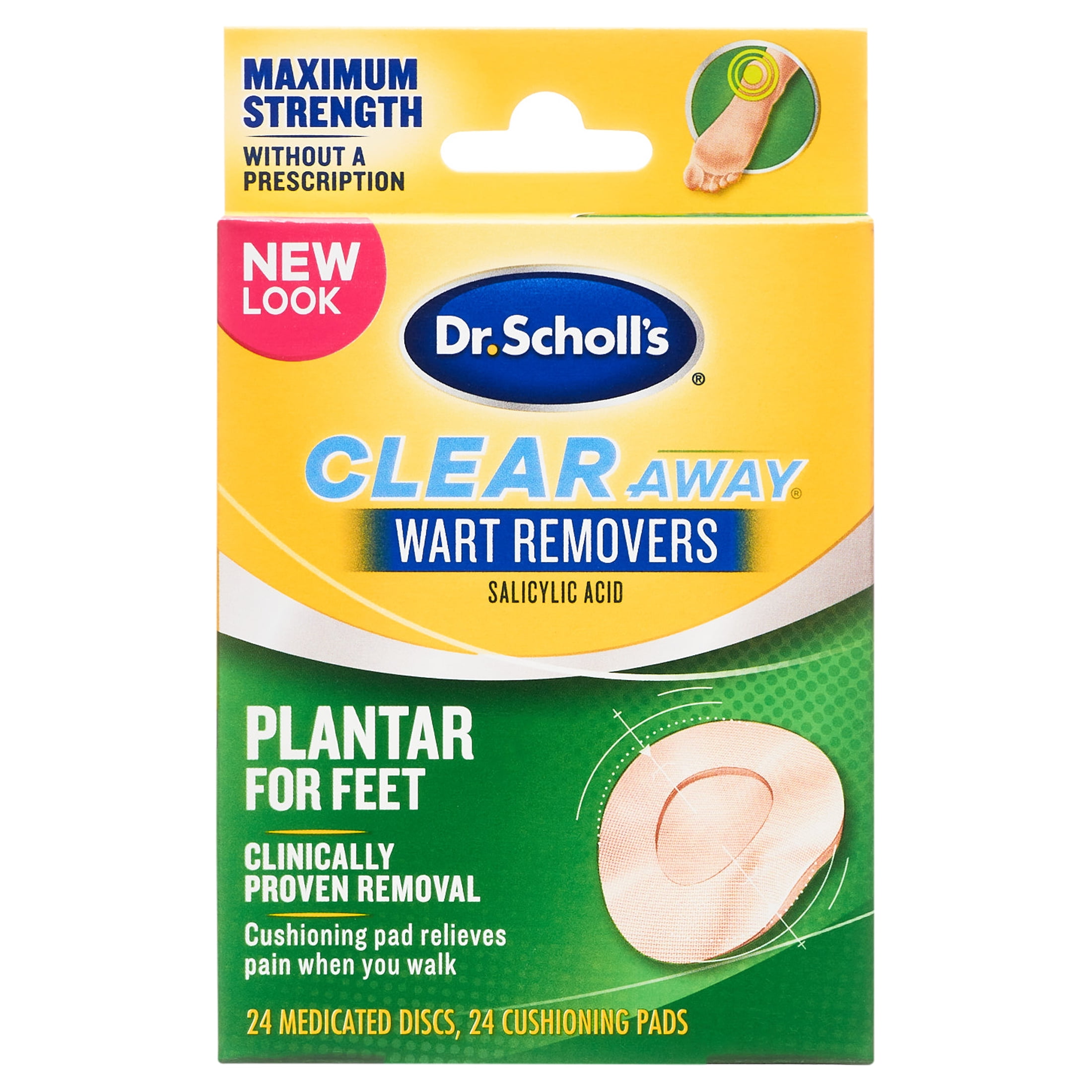 Dr Scholls Clear Away Plantar Wart Remover 24 Discs24 Cushions Clinically Proven Maximum