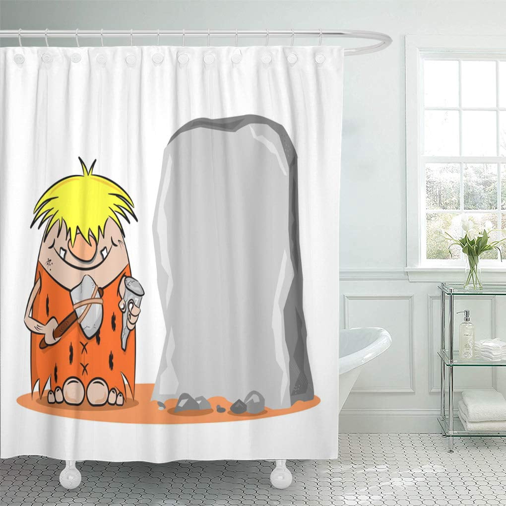 CYNLON White Stone Cartoon Caveman Hammer and Chisel Next Bathroom ...