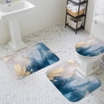 Absstract Color Block Bathroom Rugs Set Blue Gold Gradient Art Non Slip ...
