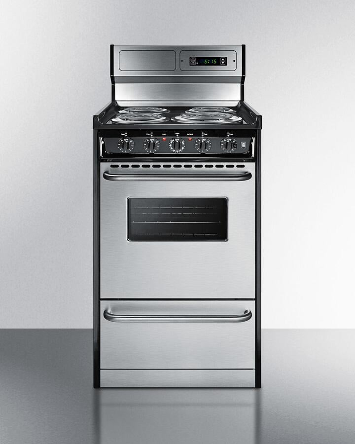 Summit TEM130BKWY 20 inch Freestanding Electric Range with 4 Burners; 2 ...