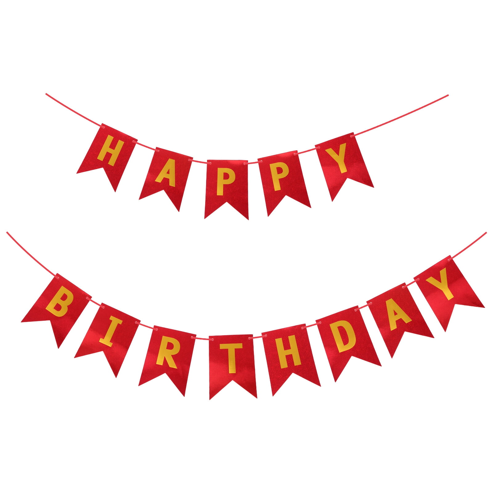 1PC Gold Stamping Birthday Pull Flag Happy Birthday Banner Birthday ...