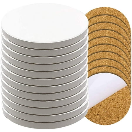 Ceramic Tiles for Crafts Coasters, 4x4 Inch 12 Pieces Round Unglazed ...