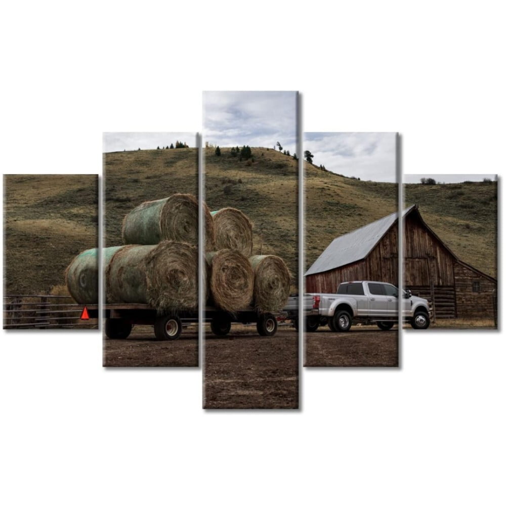 TISHIRON 5PCS Framed Farm Theme Canvas Wall Art Set,50"x24" Farm Cart ...