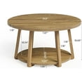 Tribesigns Round Coffee Table, 2-Tier Center Table with Storage, Wooden ...