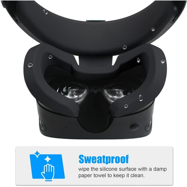 VR Face Pad Suit Set Fits for Oculus Rift S Headset Accessories 1 Silicone Protective Cover 1 Front Foam 1 Rear Foam Silicone Cover Black