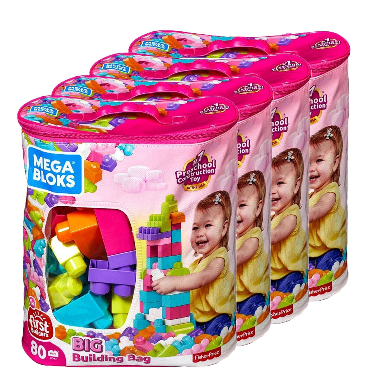 Mega Bloks First Builders Pink 80 Piece Big Building Blocks Bags DCH62 ...
