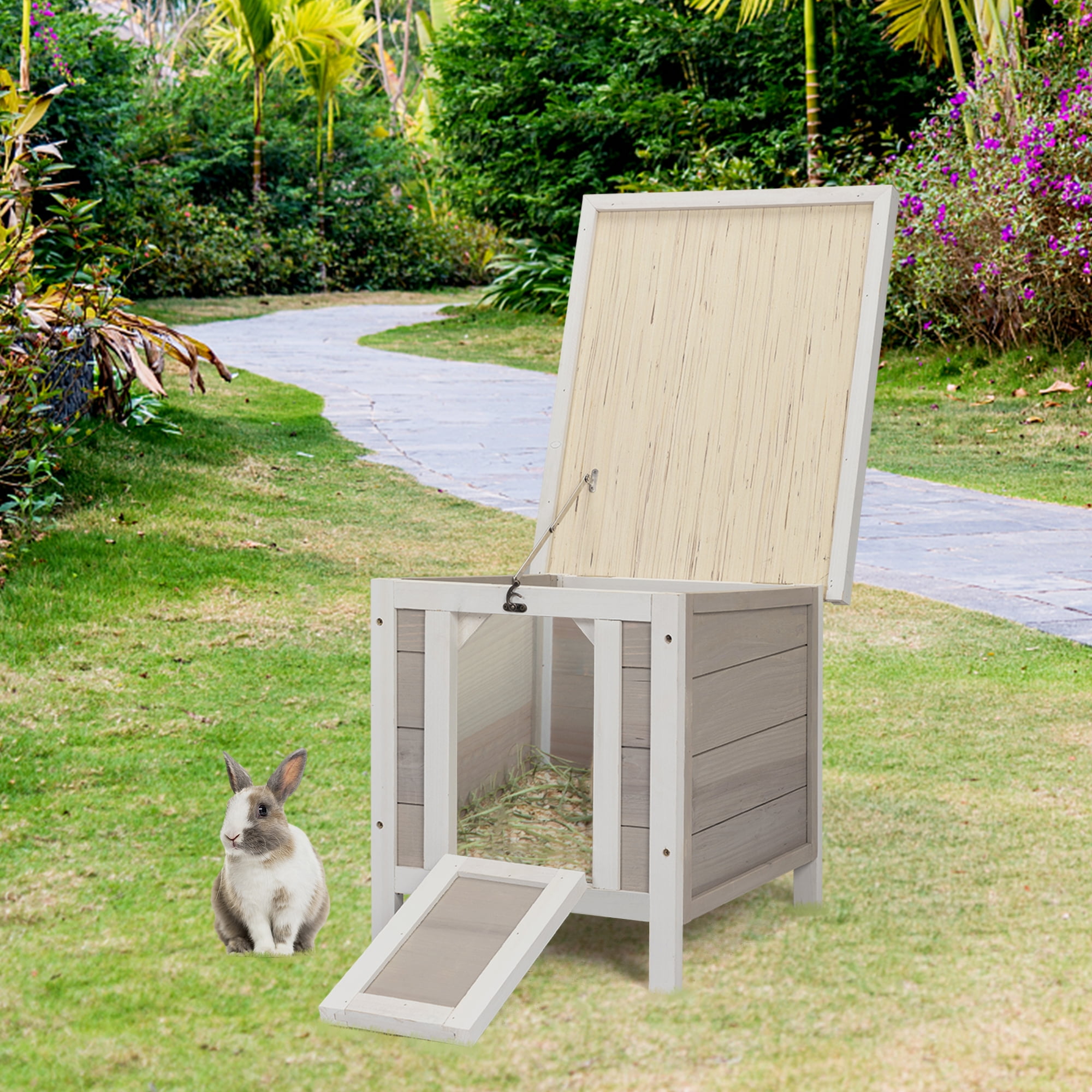 Vivifying Modern Wooden Rabbit Cat Dog Hutch, Indoor/Outdoor Retreat ...