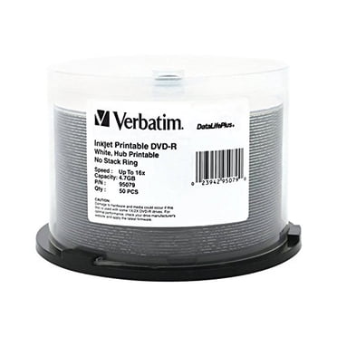 Verbatim, VER95079, Inkjet/Hub Printable 16X Spindle, 50, White ...