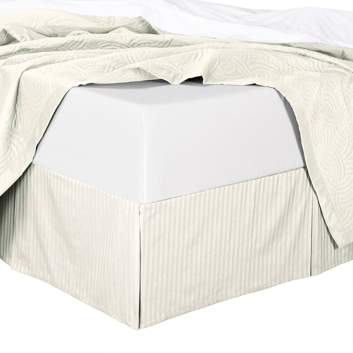 Luxury Combed Cotton Split Corners Damask Stripe Bed Skirts - Walmart.com