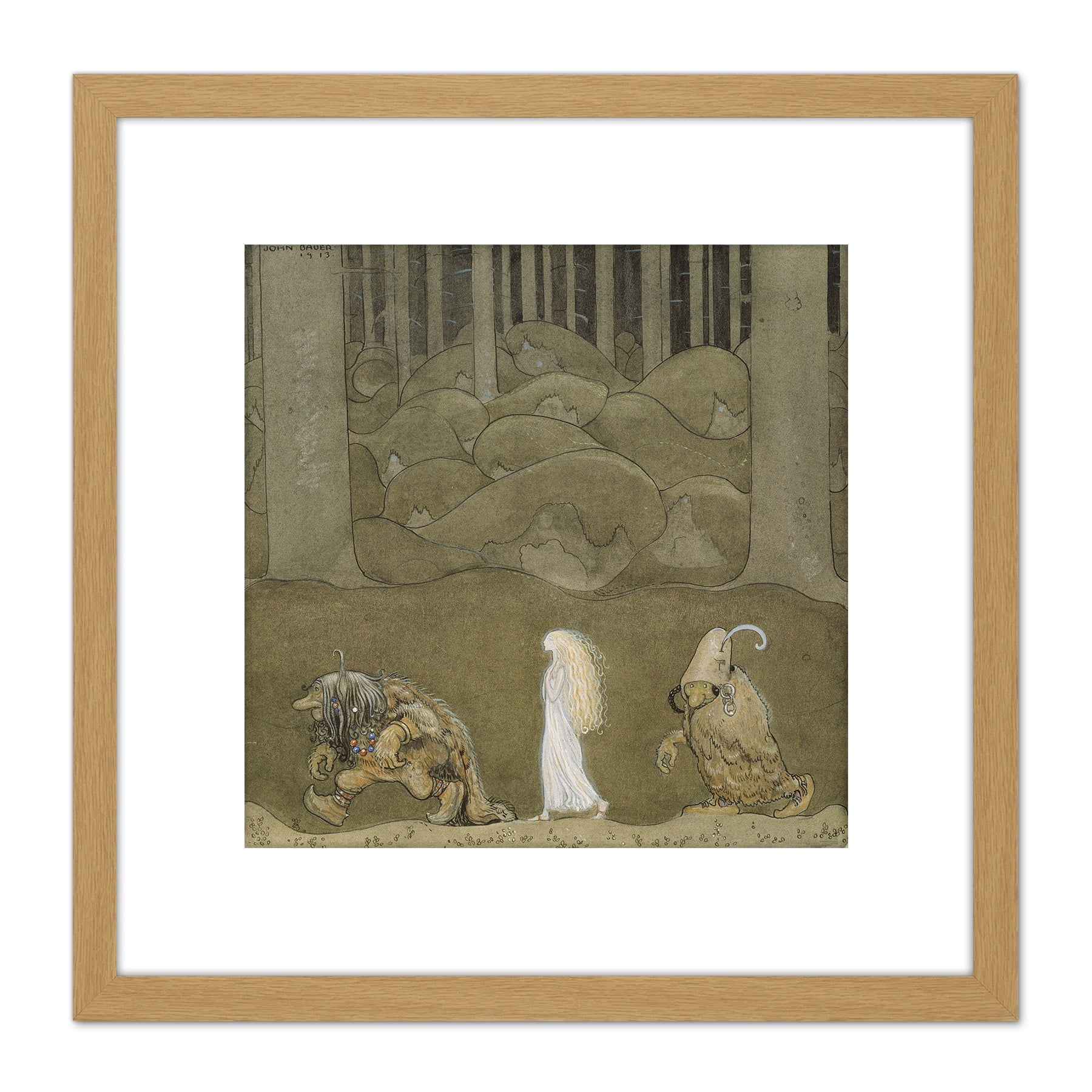 John Bauer Princess Trolls Book Illustration 8X8 Inch Square Wooden ...