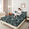 jejeloiu Moody Damask King Sheets,Vintage Print Bedding For Adults,Teal ...