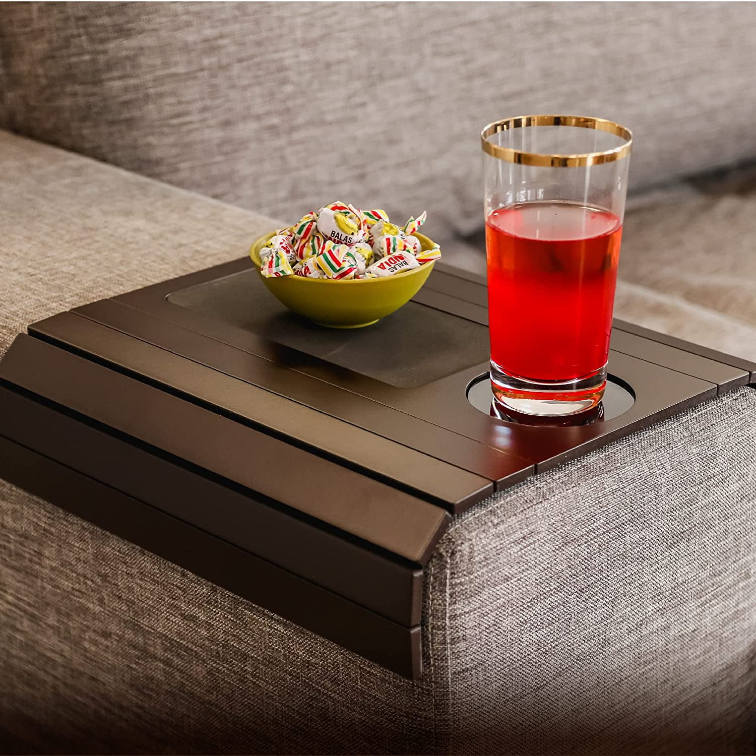 Meistar Sofa Tray Table with Couch Cup Holder. Remote Control and ...