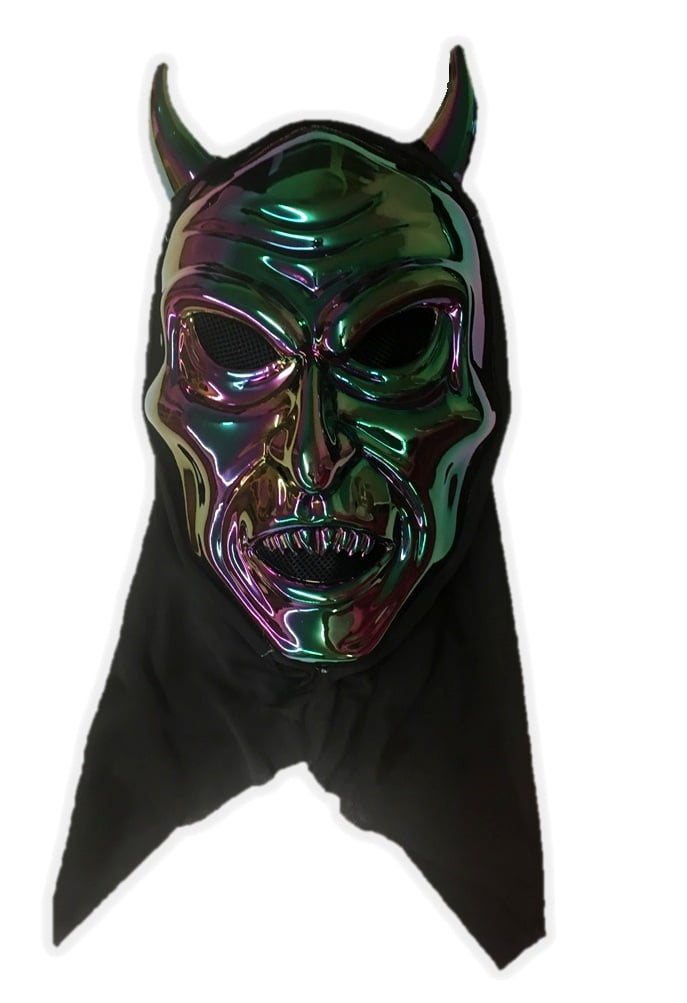 Scary Oil Slick Black Hooded Devil Mask Halloween Horror Adult Men ...
