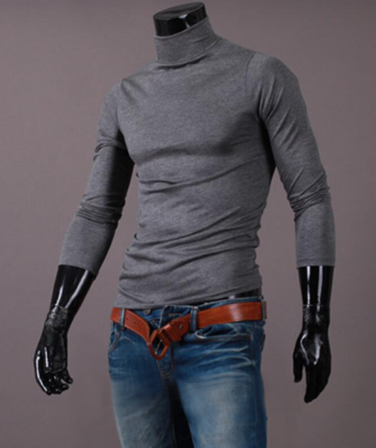 Fashion Men Thermal Cotton Turtle Roll Neck Skivvy Turtleneck Sweater ...