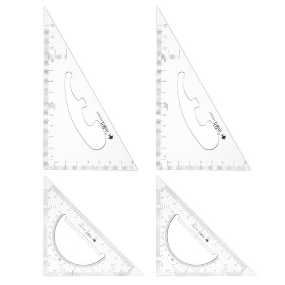 Uxcell 4piece Triangle Ruler Square Set 10cm 30/60 and 45/90 Degrees ...