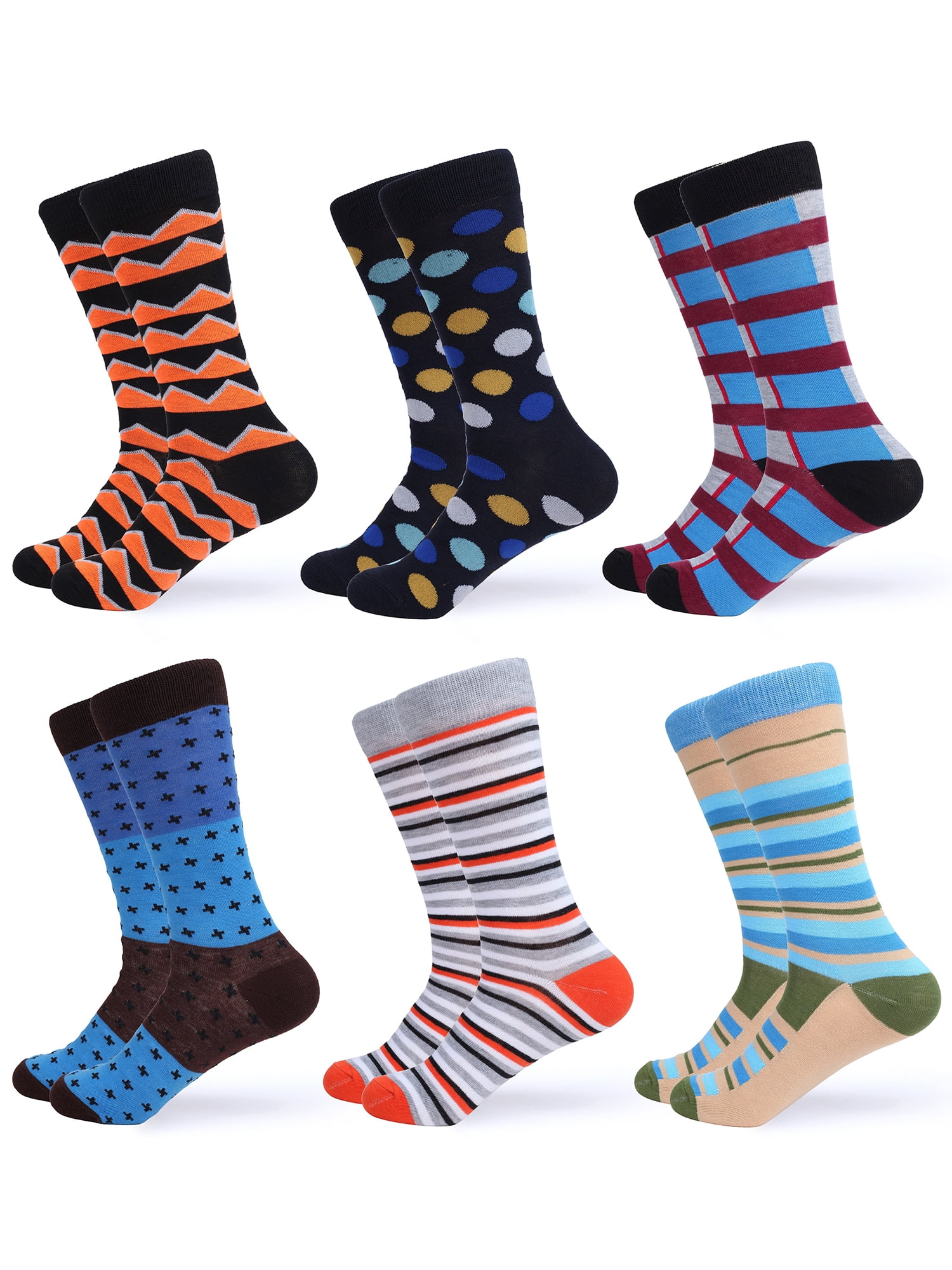 Cool Colorful Dress Socks 6 Pack - Walmart.com