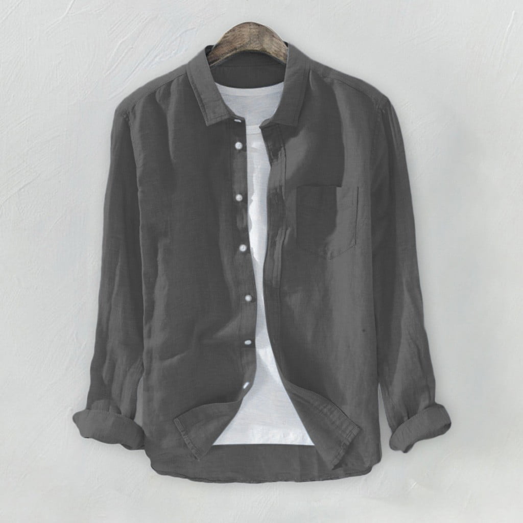 Click here for Zanvin Shirts For Men  Mens Baggy Solid Cotton Lin... prices