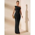 Black Asymmetrical One-Shoulder Twist Back Maxi Mermaid Dress, Elegant ...