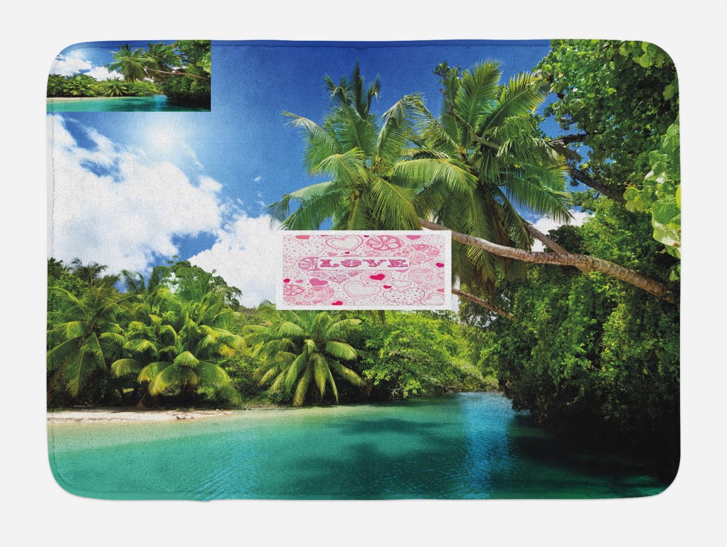 Jungle Bath Mat, Mahe Island Seychelles Lake and Palms with Clear ...