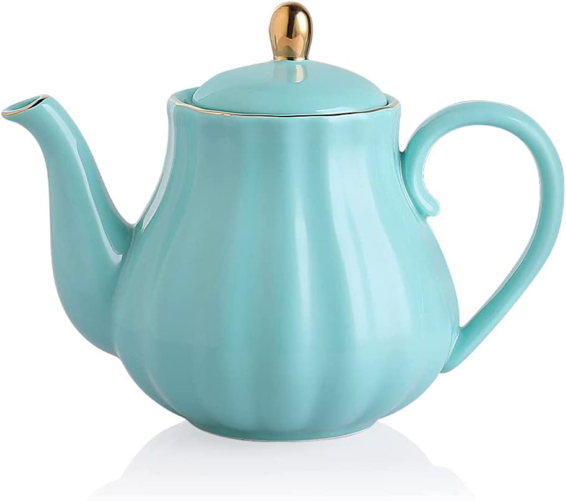 SWEEJAR Royal Teapot, Ceramic Tea Pot with Removable Stainless Steel ...