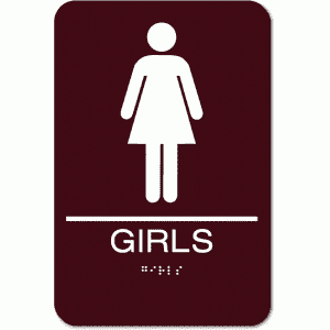 GIRLS Restroom Sign - Styrene-Brown / White (3 Units) - Walmart.com