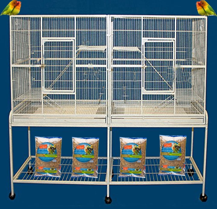 LARGE DOUBLE Flight Bird House Breeder Cage With Center Divider Side ...