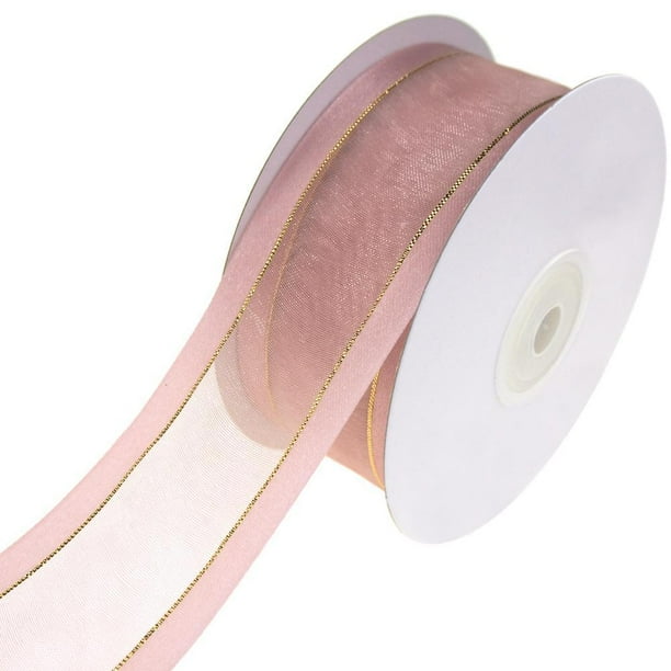 Gold-Lined Satin Edge Organza Ribbon, Blush, 1-1/2-Inch, 25-Yard ...