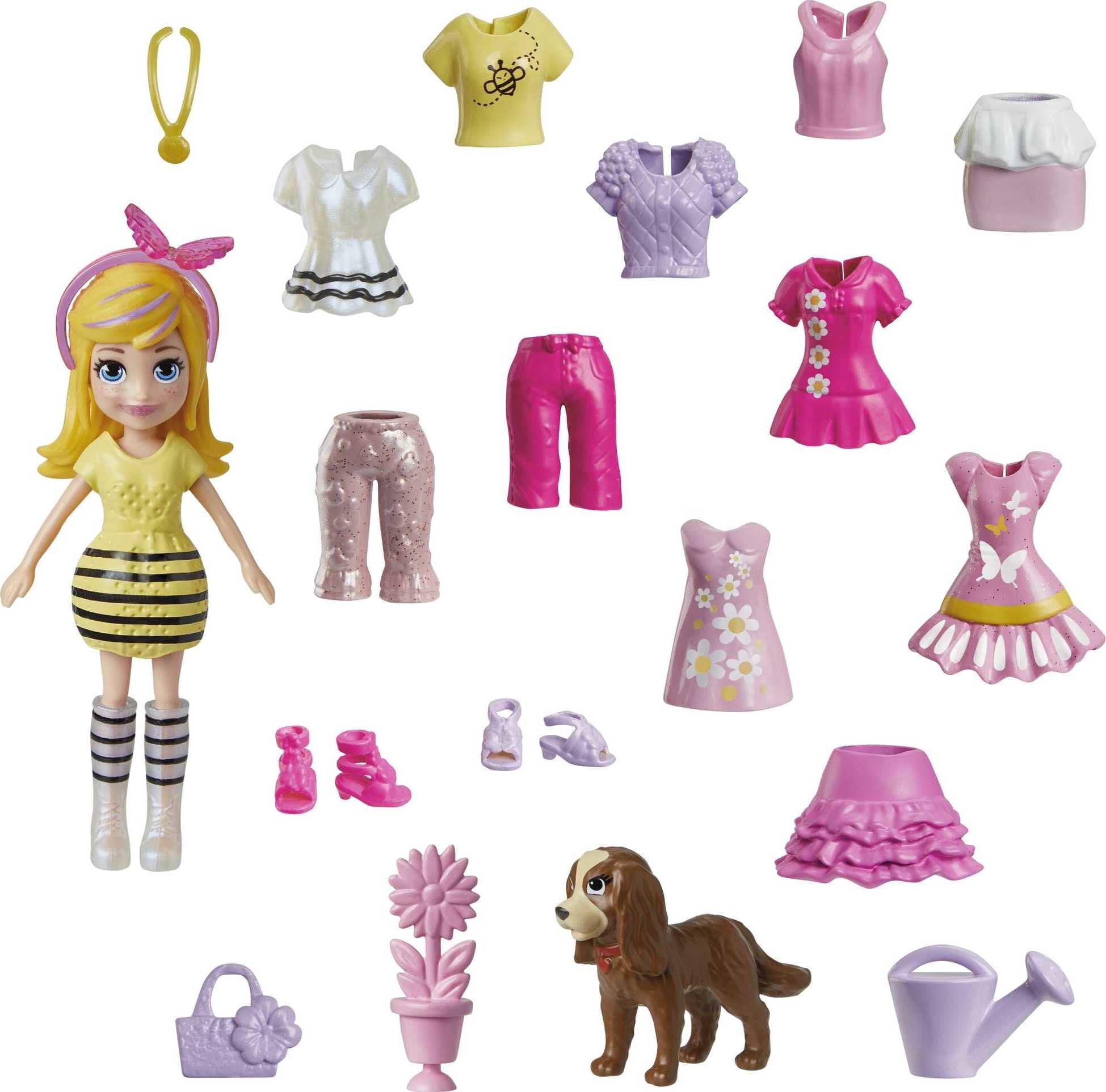 Polly Pocket Fashion Pack with 3-inch Doll and 18 Accessories, Puppy ...