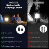 Sunoyar Camping Lantern Rechargeable 1500LM IP44 Waterproof with 5 ...