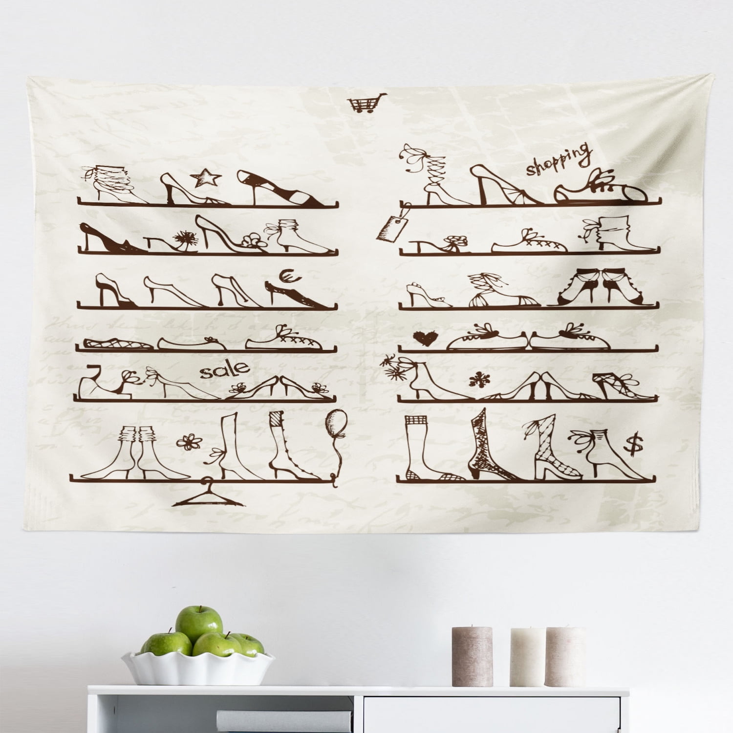 High Heels Tapestry, All You Need is New Shoes Lettering with Stiletto ...