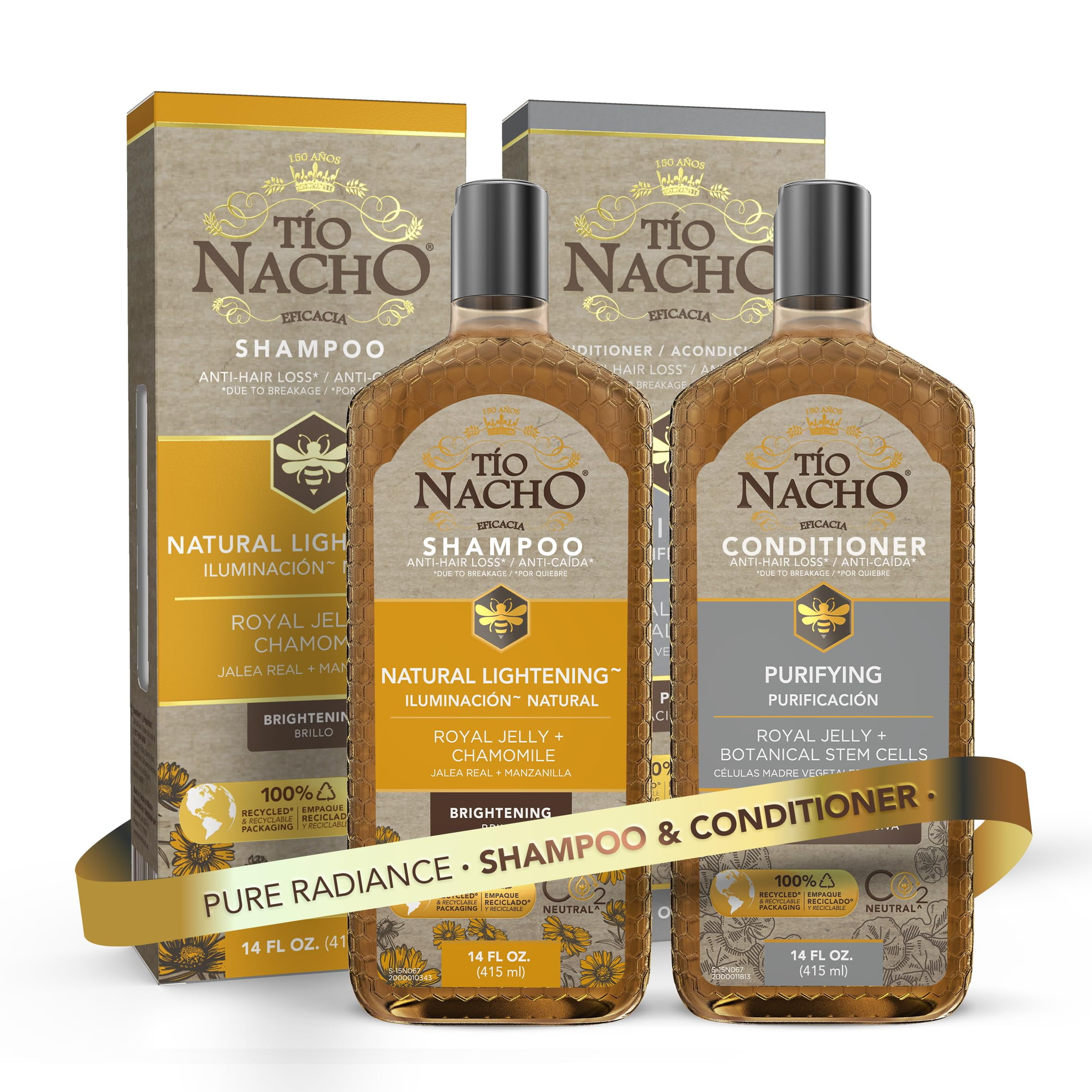 Set de champú y acondicionador Tio Nacho Natural Lightening 400 ml ...