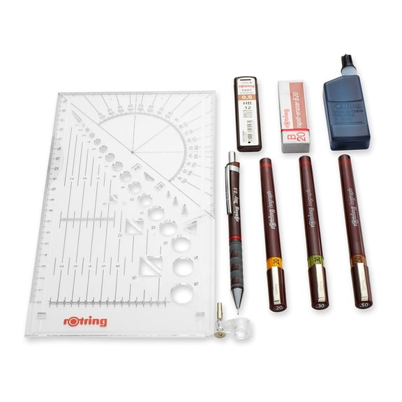 Rotring Isograph Technical Pen College Set - 0.25mm, 0.35mm, 0.5mm, Set ...