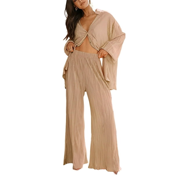 Avamo Ladies 2 Piece Outfits Lapel Shirt And Pants Suits Wide Leg ... Avamo Ladies 2 Piece Outfits Lapel Shirt And Pants Suits Wide Leg ...