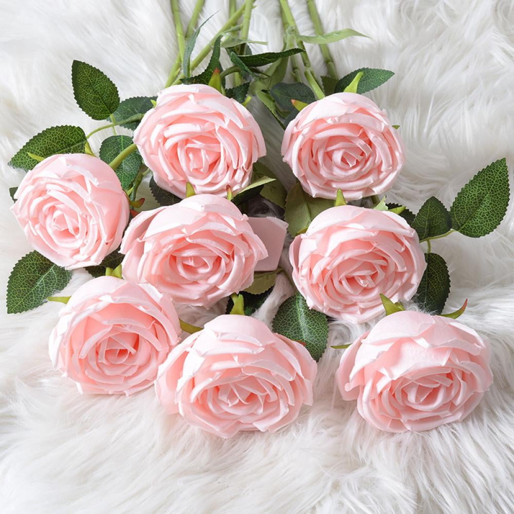 5PCS Artificial Rose Flowers Long Stem Fake Silk Roses for DIY Wedding ...