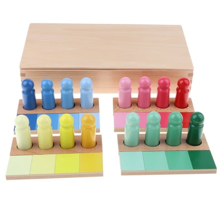 Wooden Montessori Toy, s Cylinders (Red, Yellow, Blue and Green ...