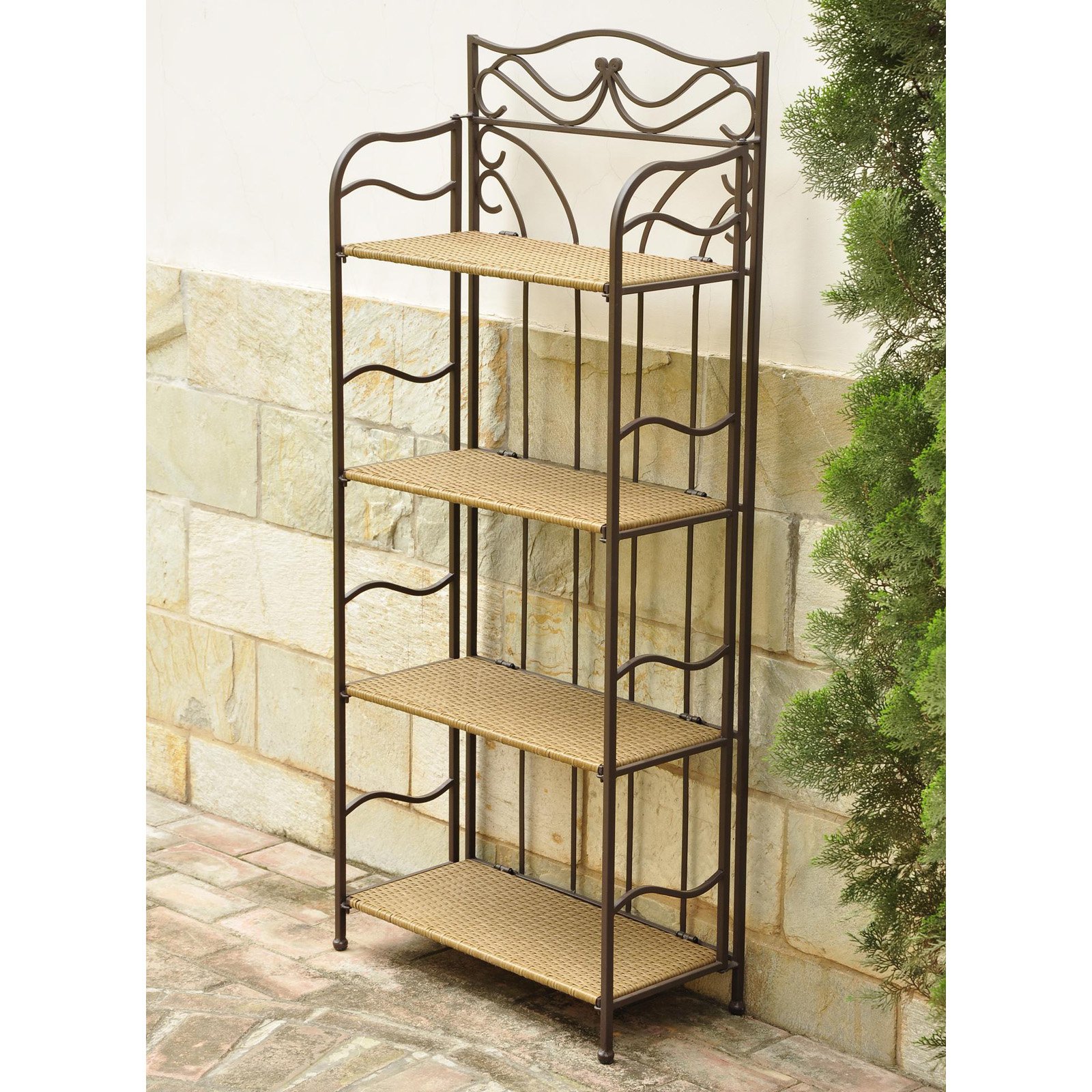 International Caravan Valencia 4-Tier Wide Resin Wicker Plant Shelf - Walmart.com - Walmart.com