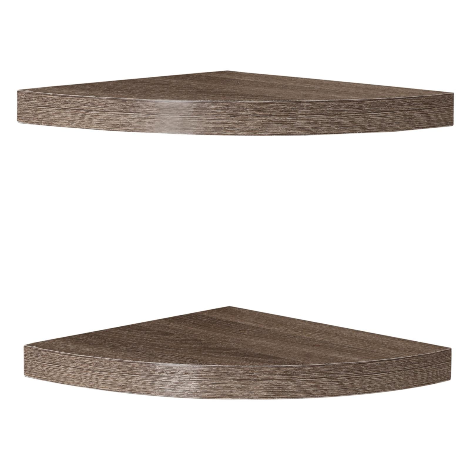 Danya B. Rustic Weathered Oak Corner Radial Shelves (Set of 2 ...