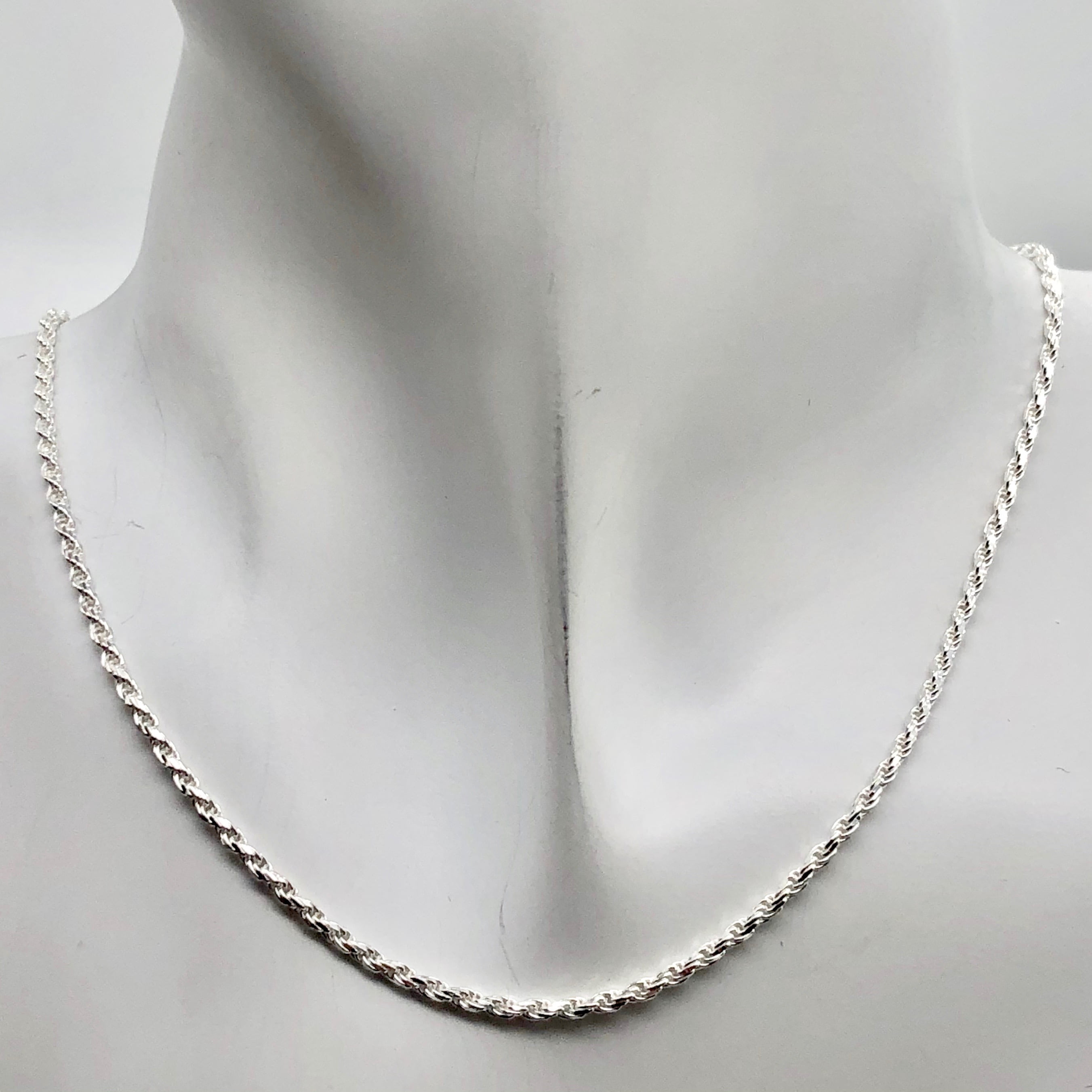 16" Italian Made 5.2 Grams Solid Sterling Silver 2mm Rope Chain ...