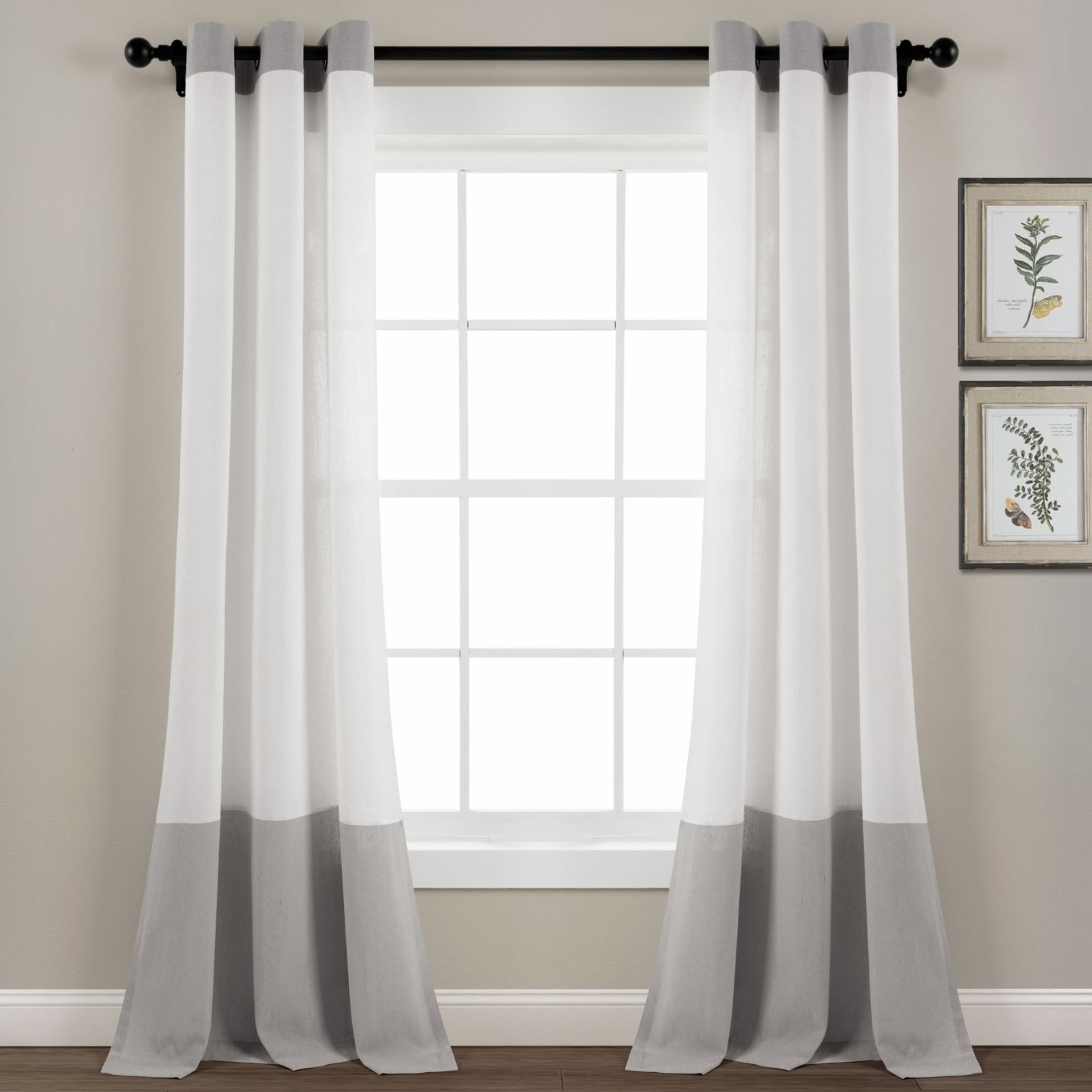 Lush Decor Faux Linen Grommet Colorblock Window Curtain Panel Single ...