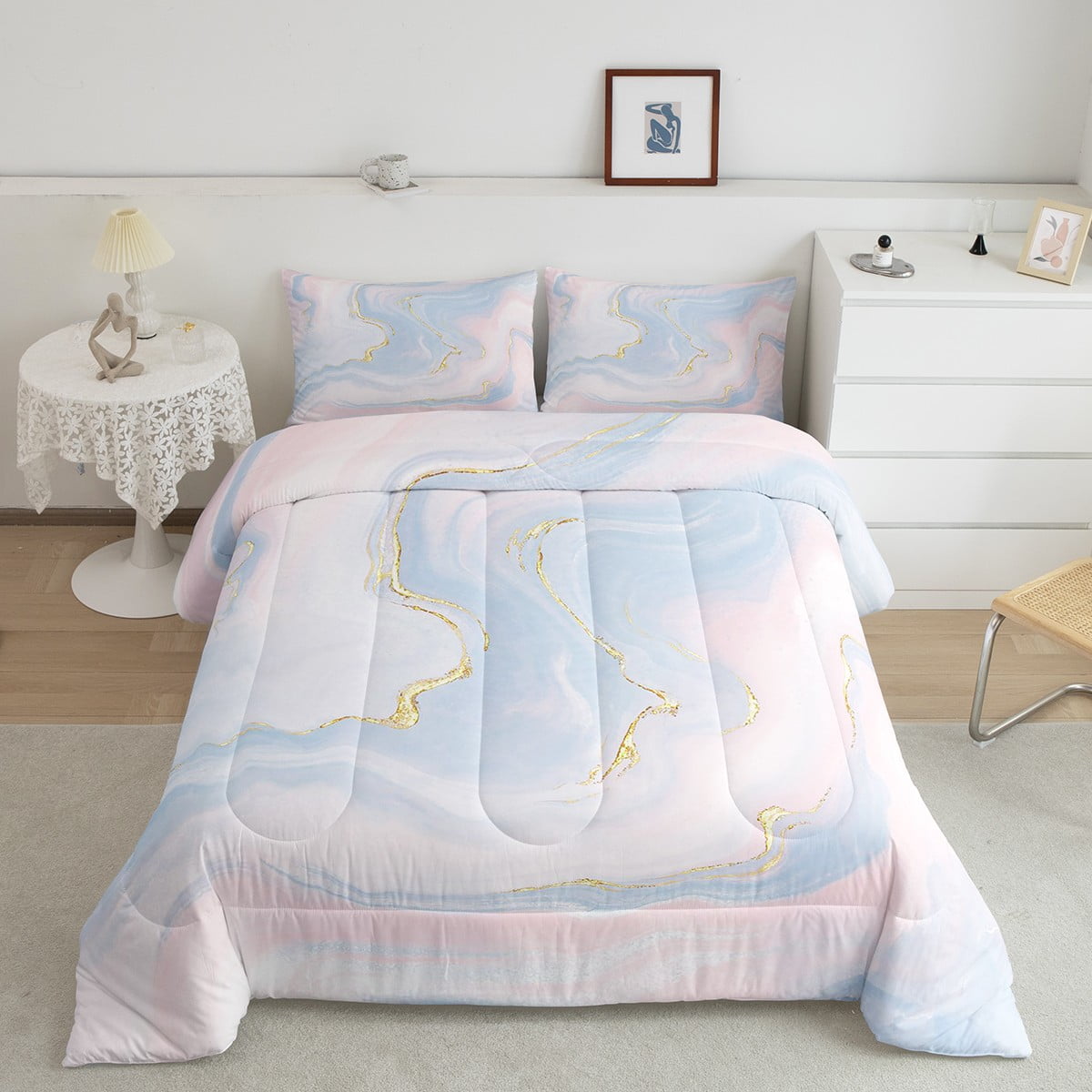 Click here for Yst Rainbow Pastel Marble Comforter For Girls Colo... prices